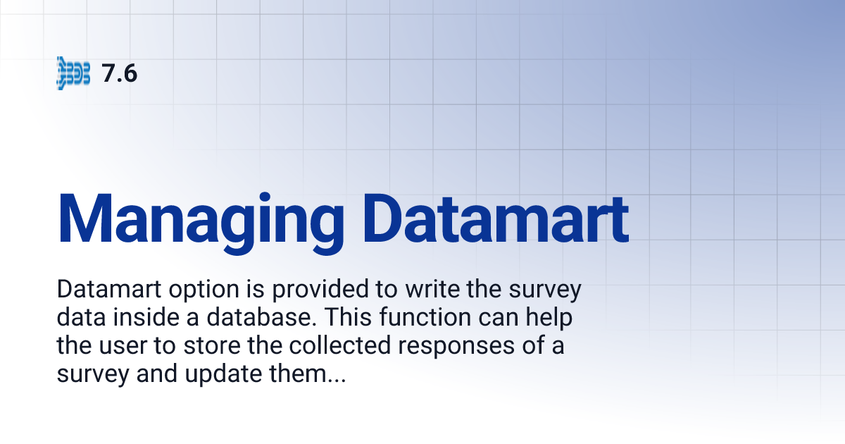 Managing Datamart | 7.6