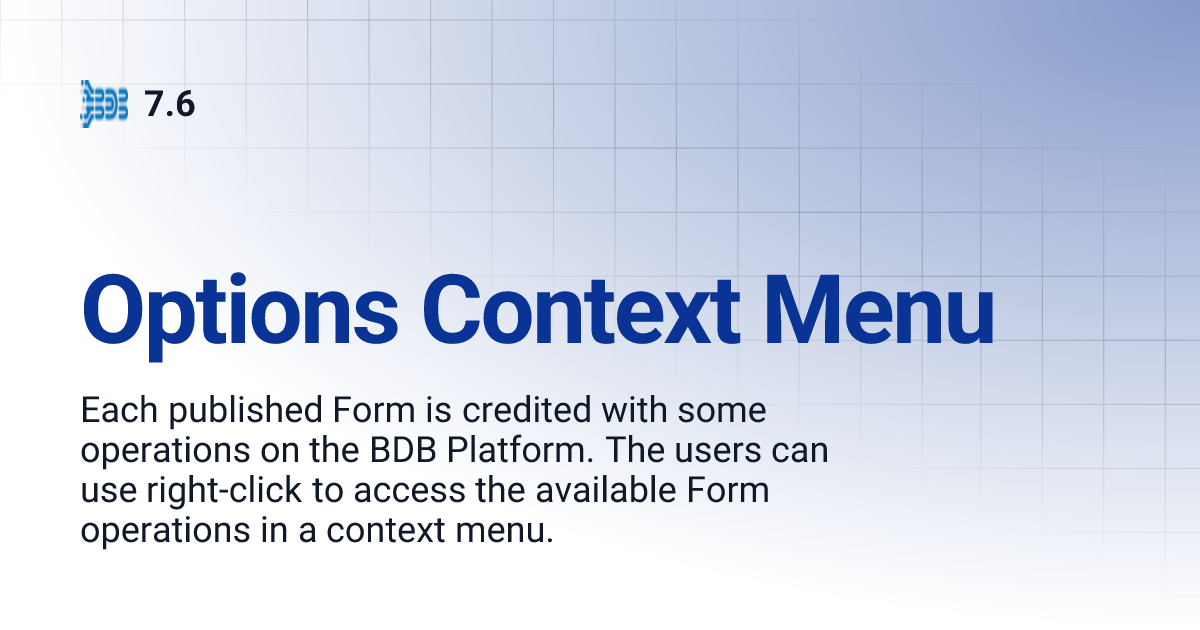 Options Context Menu | 7.6