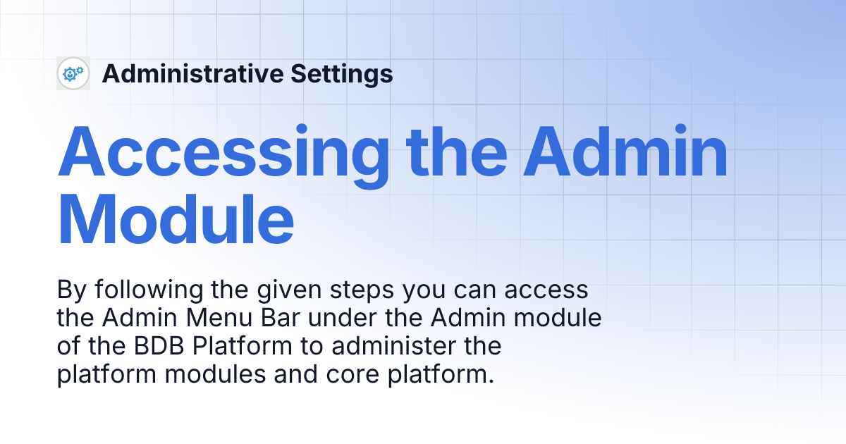Accessing the Admin Module | Administrative Settings