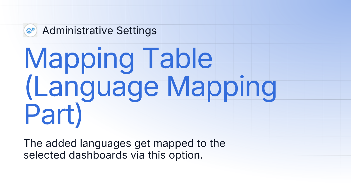 Mapping Table (Language Mapping Part) | Administrative Settings