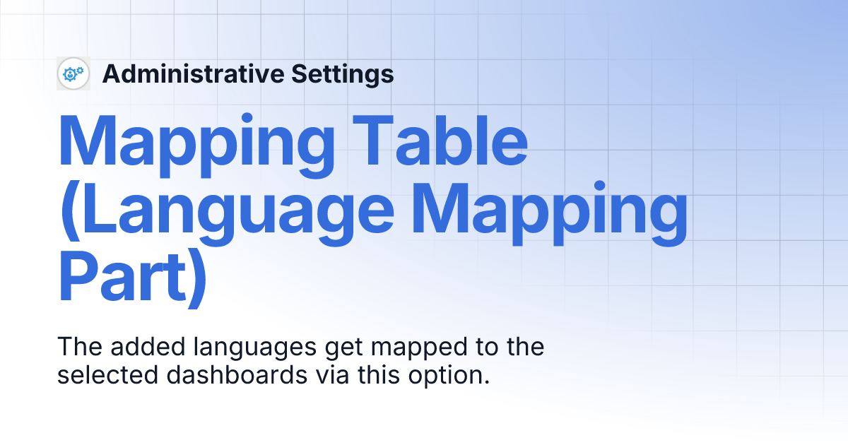 Mapping Table (Language Mapping Part) | Administrative Settings