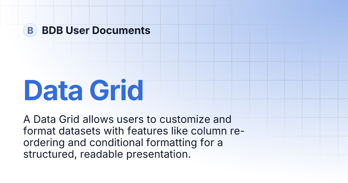 Data Grid | BDB 10.0 Documentation