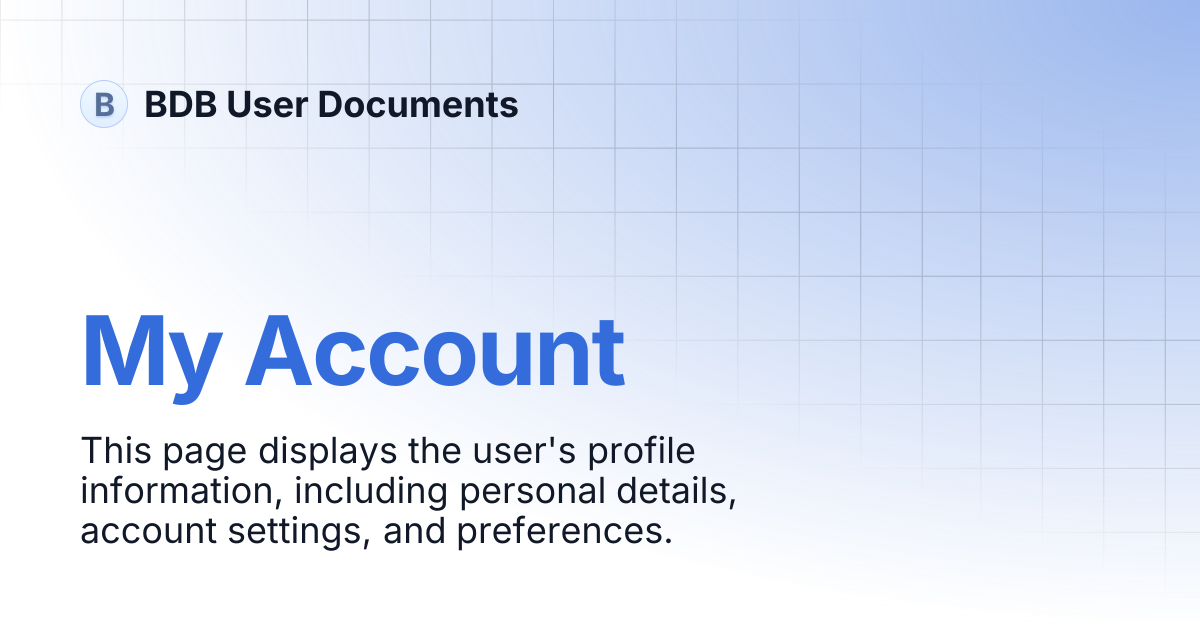 My Account | BDB User Documents