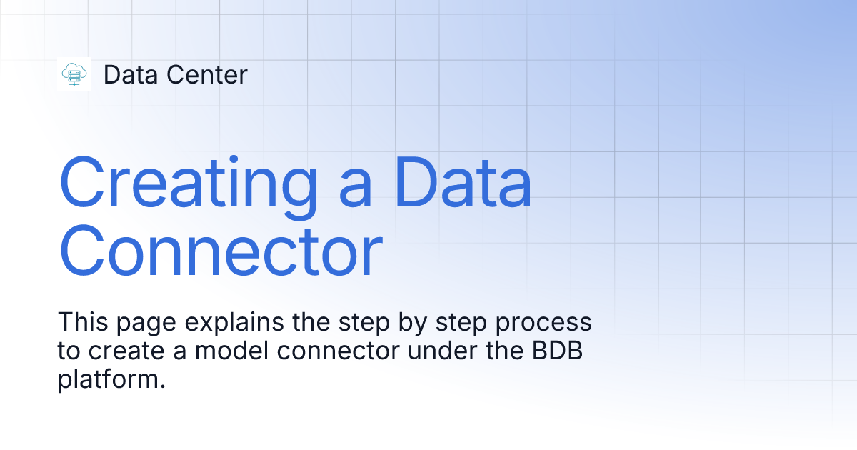 Creating a Data Connector | Data Center