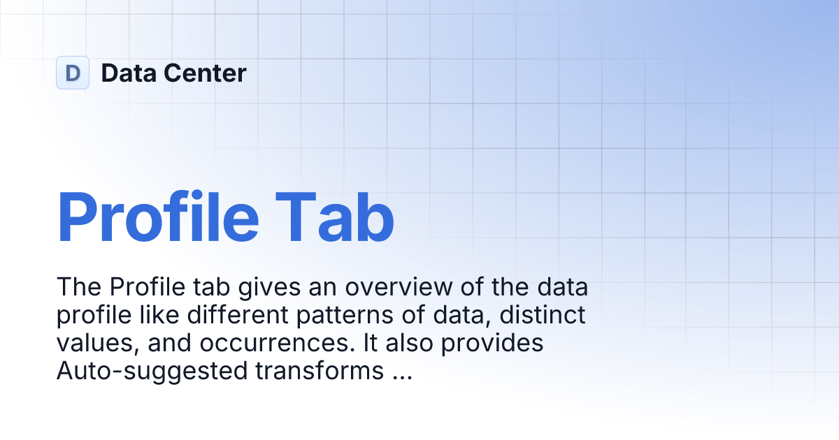 Profile Tab | Data Center
