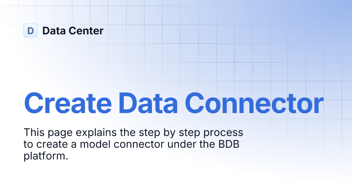Create Data Connector | Data Center