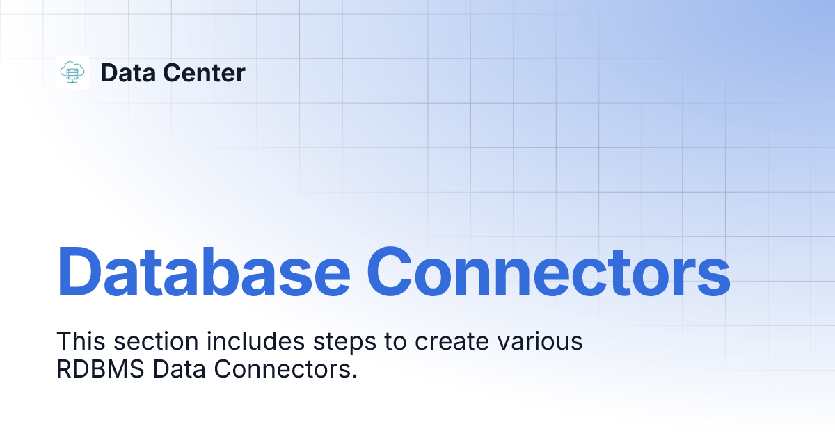 Database Connectors | Data Center