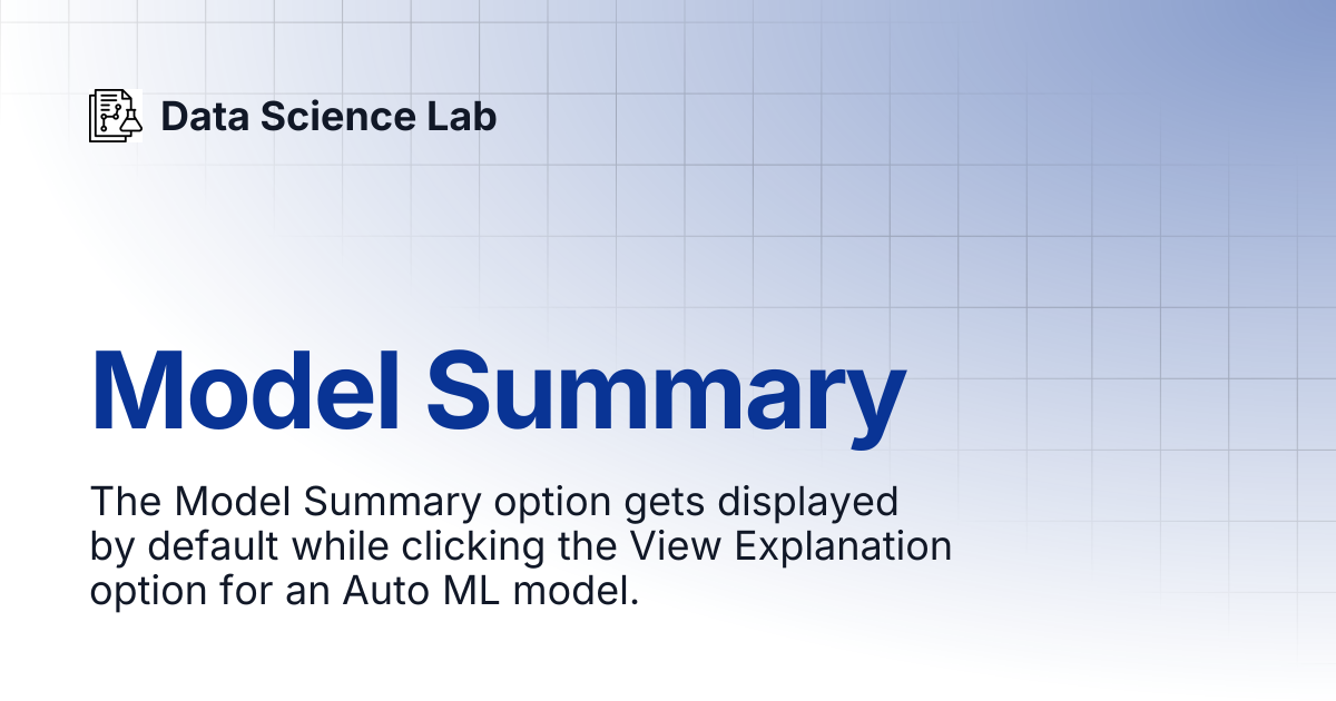 Model Summary | Data Science Lab