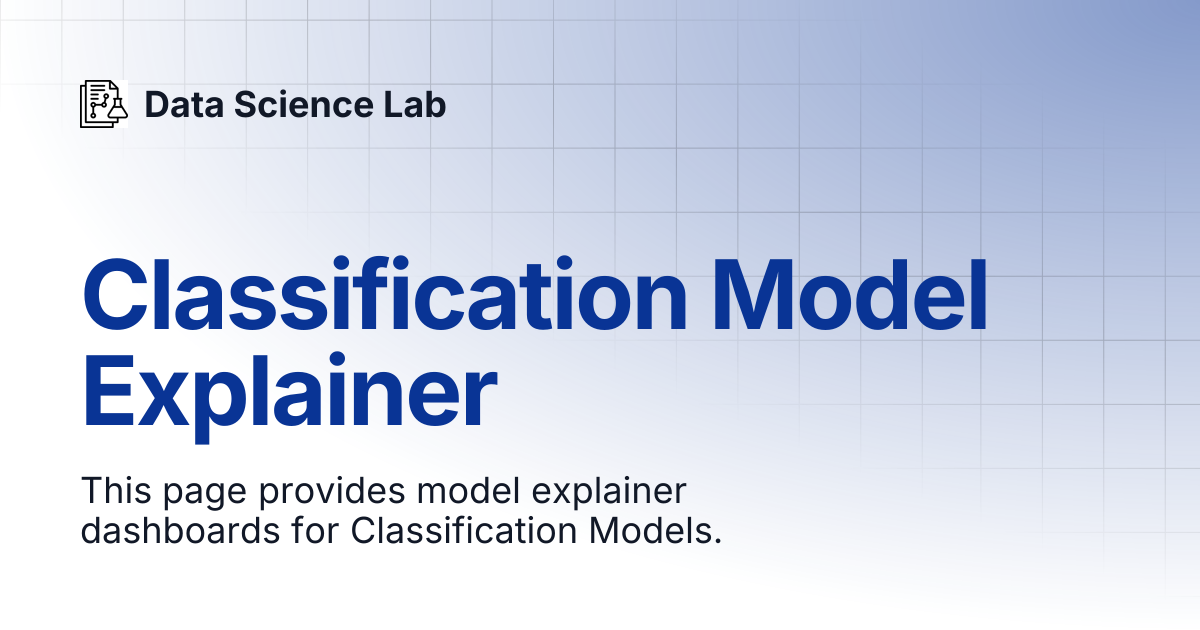 Classification Model Explainer | Data Science Lab