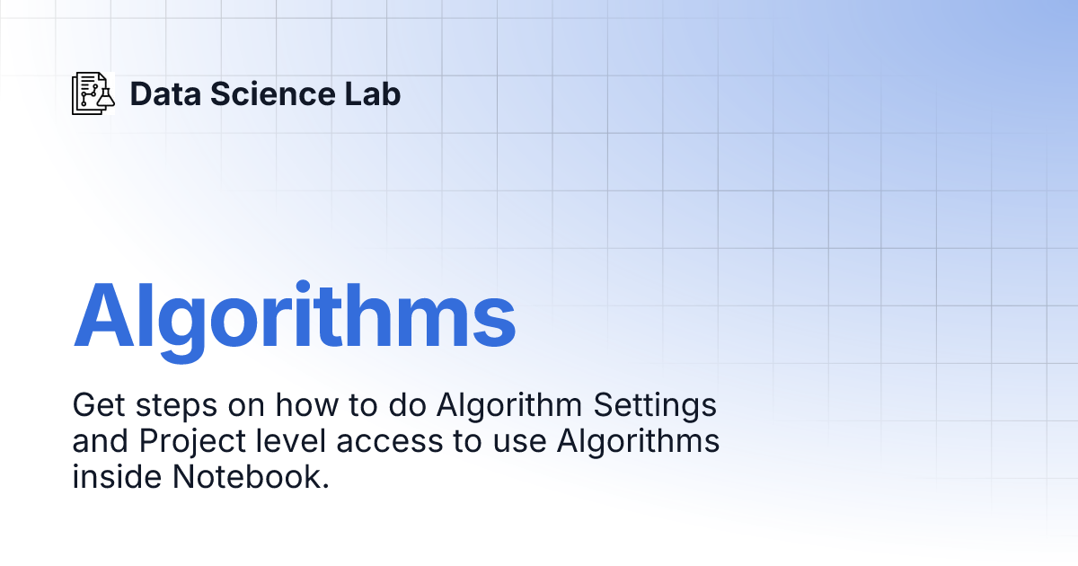 Algorithms | Data Science Lab