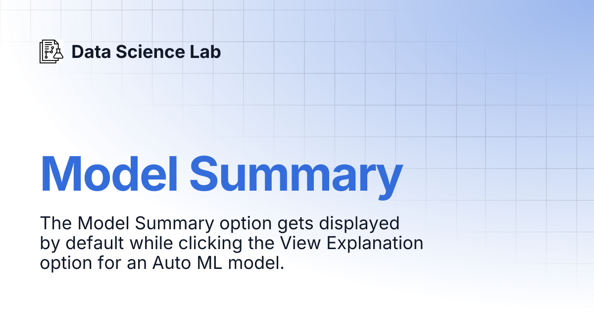 Model Summary | Data Science Lab