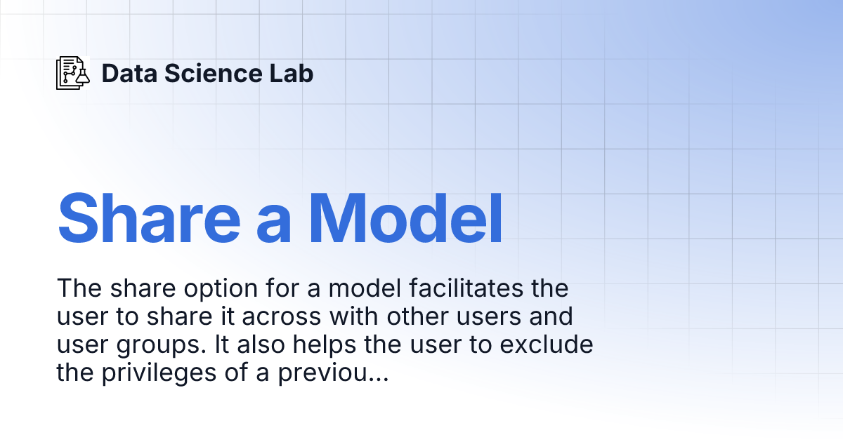 Share a Model | Data Science Lab