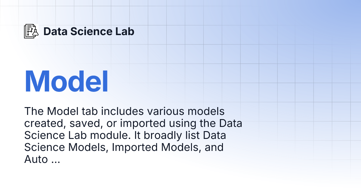Model | Data Science Lab