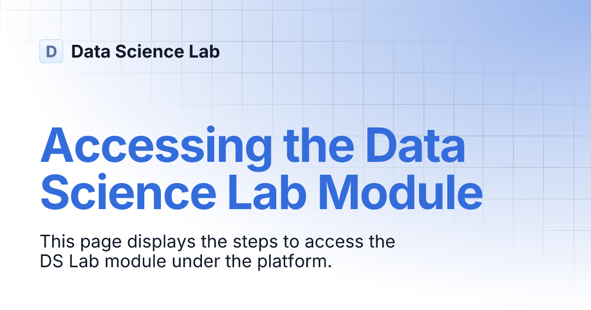 Accessing the Data Science Lab Module | Data Science Lab