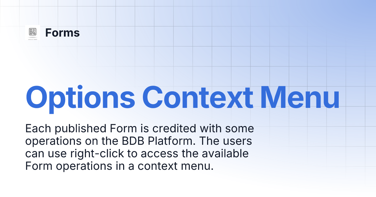Options Context Menu | Forms