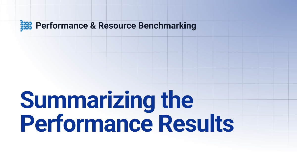 Summarizing the Performance Results | Performance & Resource Benchmarking