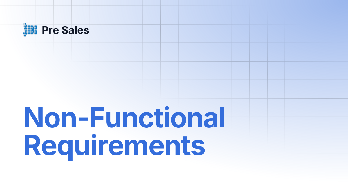 Non-Functional Requirements | Pre Sales