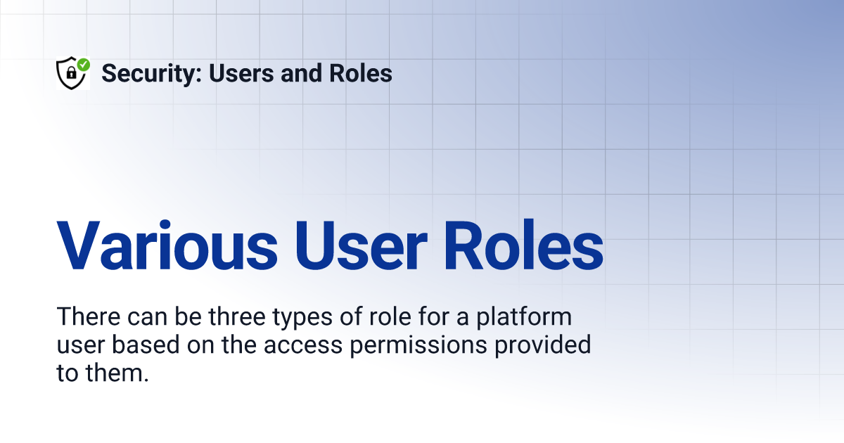 Various User Roles | Security: Users and Roles